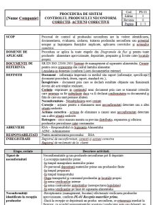 Procedura de igienizare si curatenie HACCP + Fisa / Grafic igienizare ...