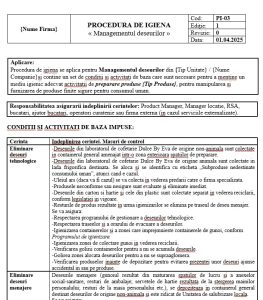 Procedura de igienizare si curatenie HACCP + Fisa / Grafic igienizare ...