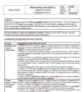 Procedura de igienizare si curatenie HACCP + Fisa / Grafic igienizare ...