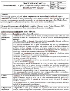 Procedura de igienizare si curatenie HACCP + Fisa / Grafic igienizare ...